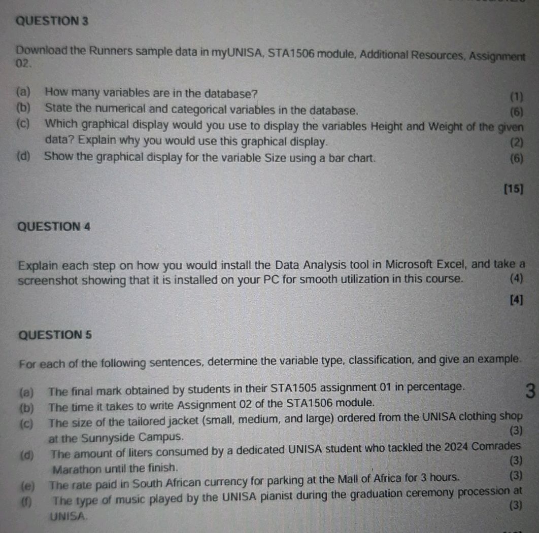 QUESTION 3 Download the Runners sample data | StudyX