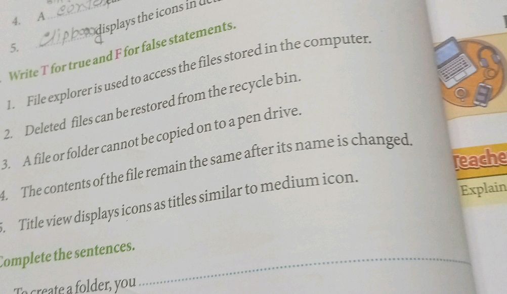 5. Write T for true and F for false | StudyX