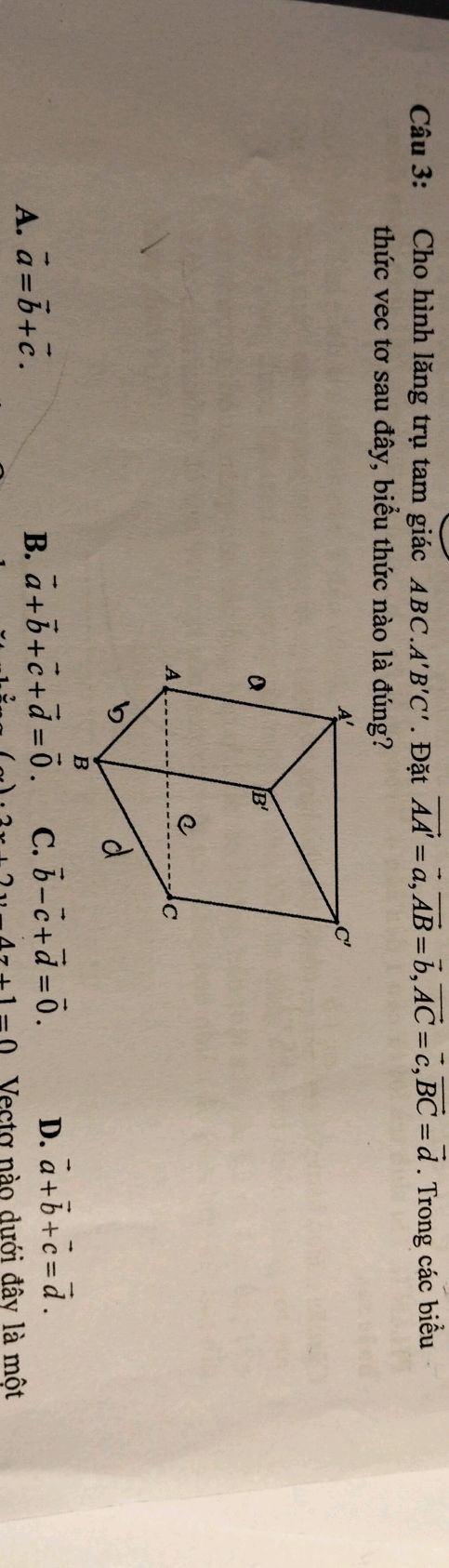 Câu 3: Cho hình lăng trụ tam giác | StudyX