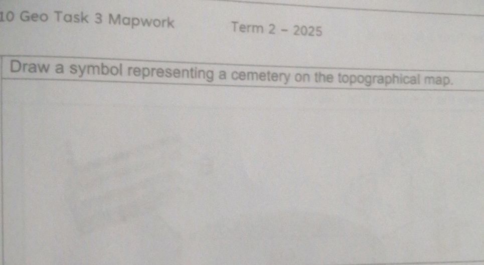 Draw a symbol representing a cemetery on the | StudyX