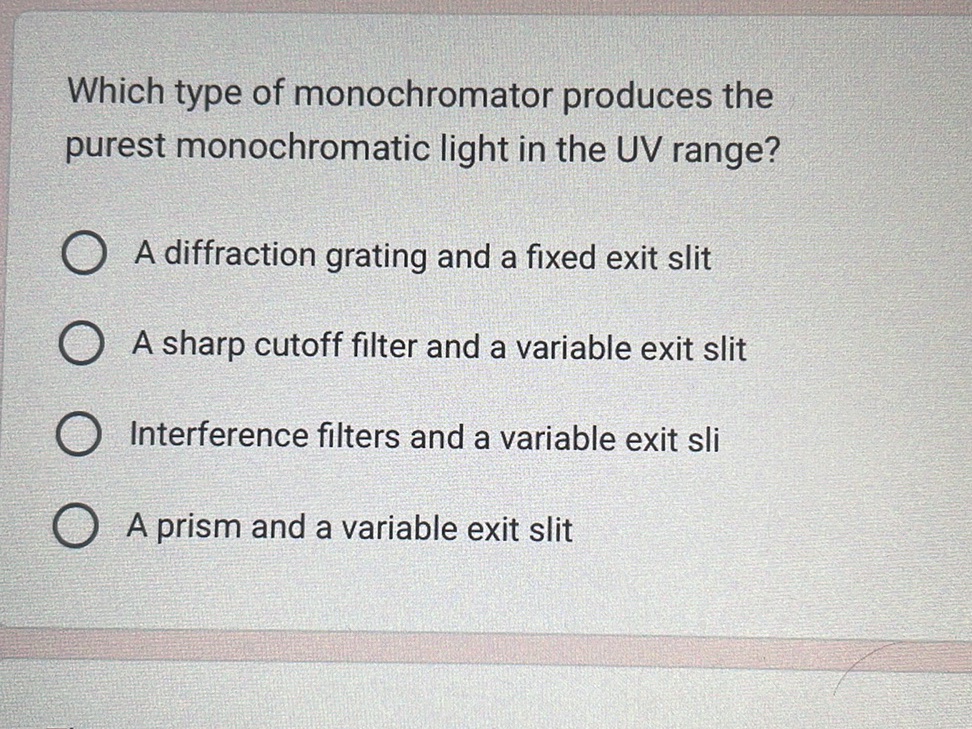 Which type of monochromator produces the