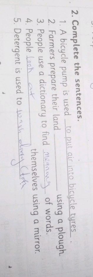 2. Complete the sentences. 1. A bicycle | StudyX