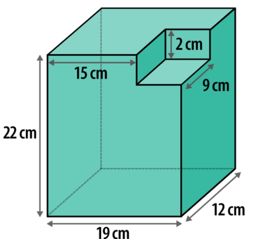 The image shows a 3D shape with dimensions | StudyX