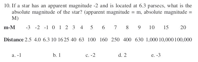 10. If a star has an apparent magnitude -2 | StudyX