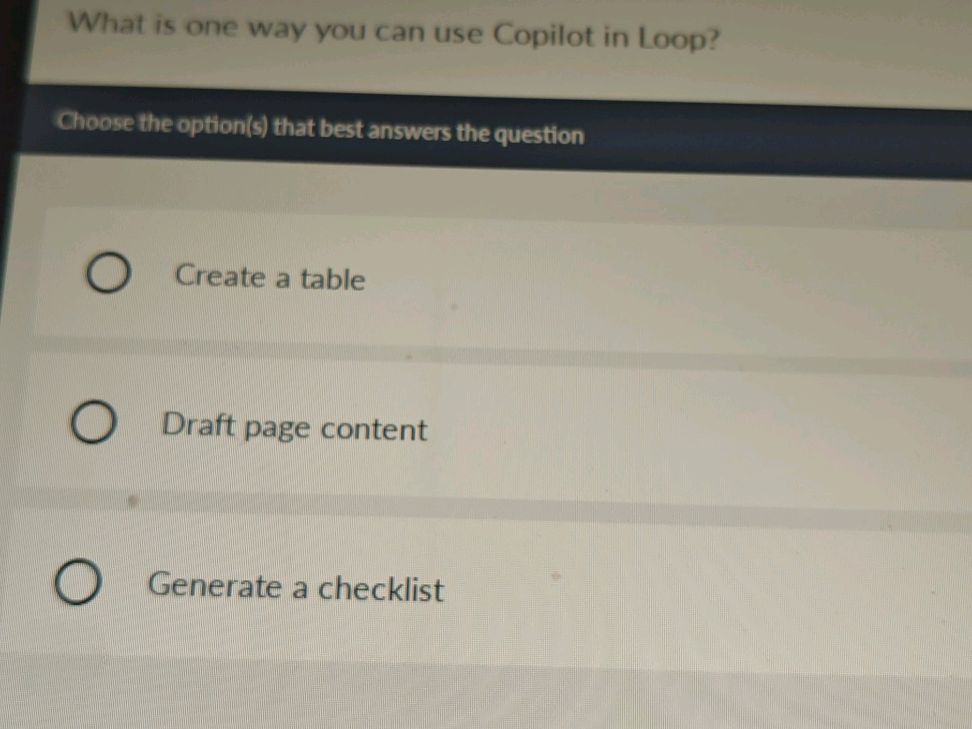 What is one way you can use Copilot in Loop? | StudyX