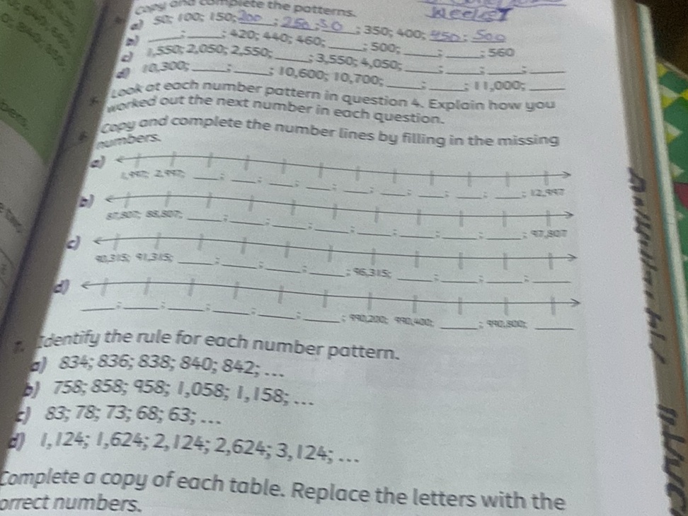 Copy and complete the patterns. a) 50; 100; | StudyX
