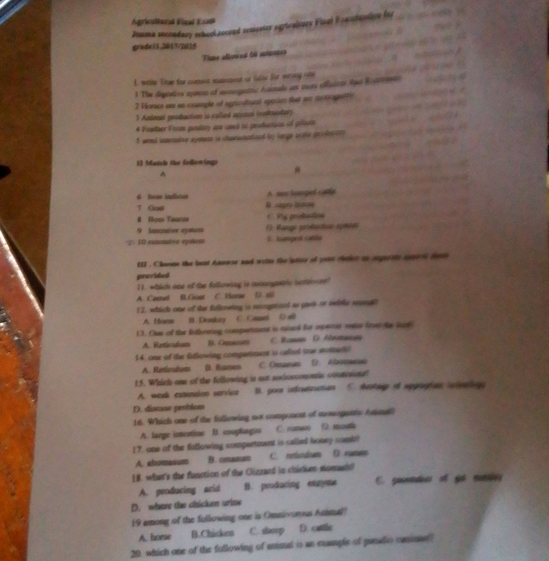 I. Write True for correct statement or false | StudyX