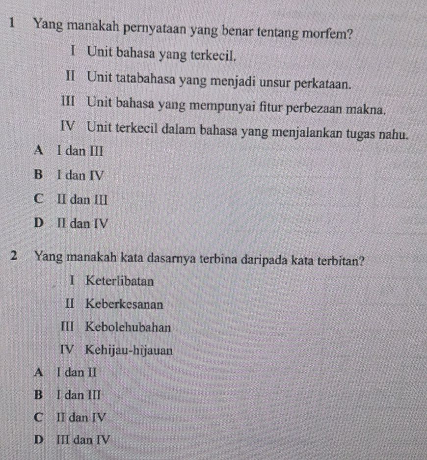 1 Yang manakah pernyataan yang benar tentang | StudyX