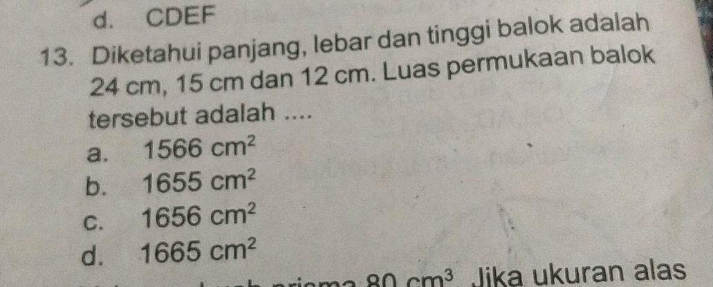13. Diketahui panjang, lebar dan tinggi | StudyX