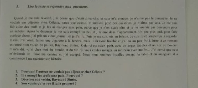 1. Pourquoi l'auteur ne voulait pas déjeuner | StudyX