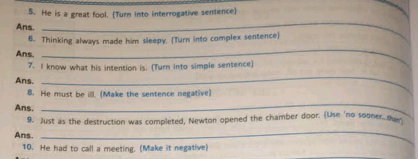 5. He is a great fool. (Turn into | StudyX