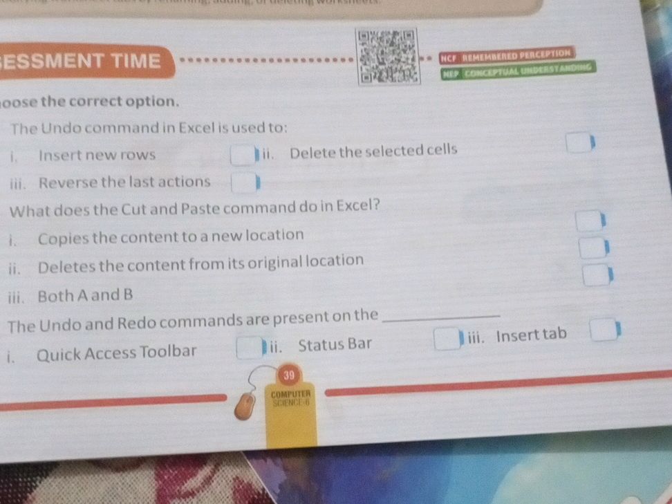 Choose the correct option. The Undo command | StudyX