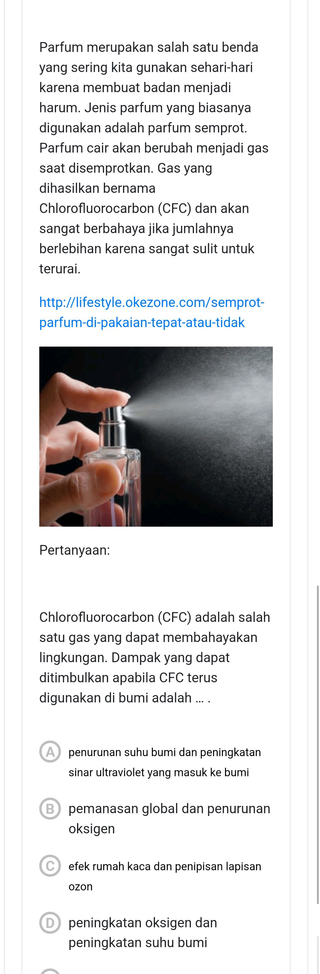 Chlorofluorocarbon (CFC) adalah salah satu | StudyX