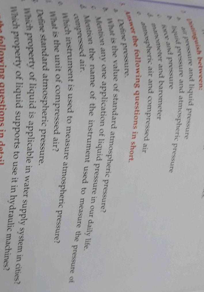 Distinguish between: * air pressure and | StudyX