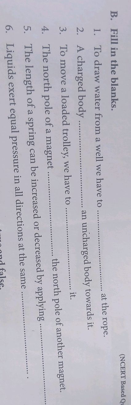 B. Fill in the blanks. 1. To draw water | StudyX