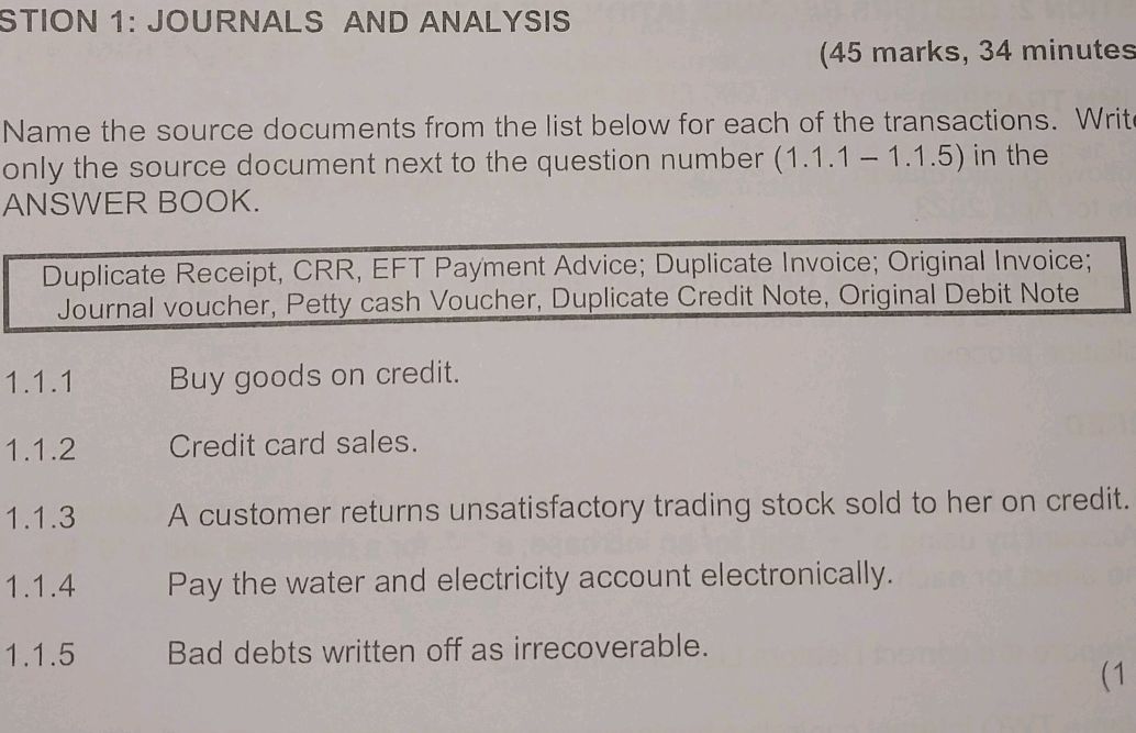 Name the source documents from the list | StudyX