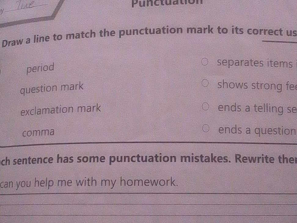Draw a line to match the punctuation mark to | StudyX