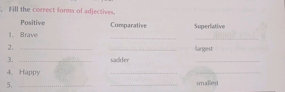 Fill the correct forms of adjectives. | | StudyX