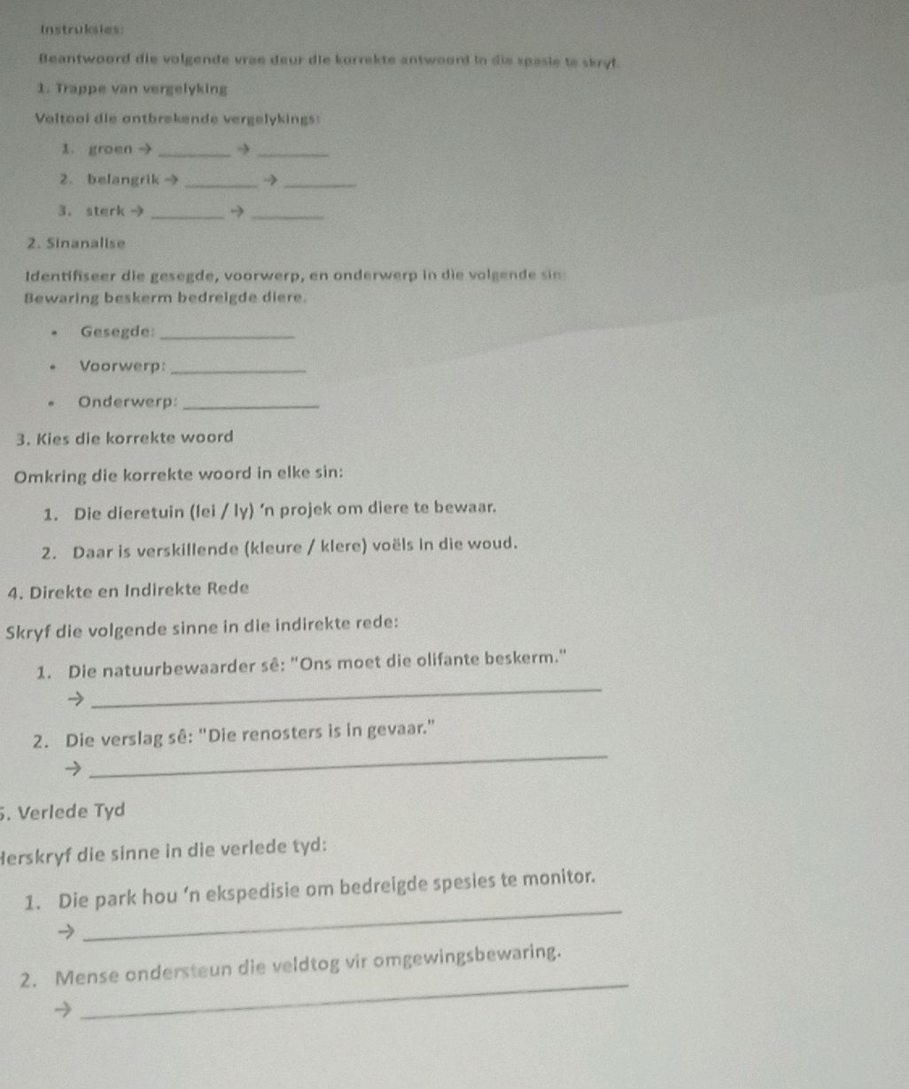 Instruksies: Beantwoord die volgende vrae | StudyX