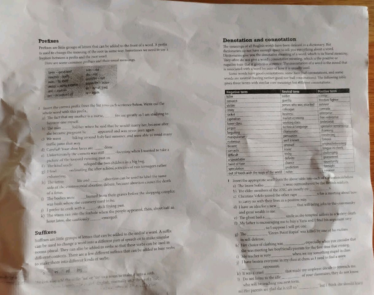 1. Insert the correct prefix from the list | StudyX