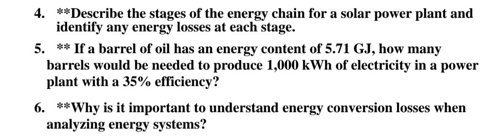 4. Describe the stages of the energy chain | StudyX