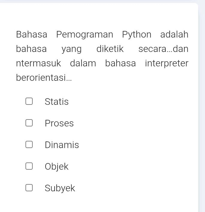 Bahasa Pemograman Python adalah bahasa yang
