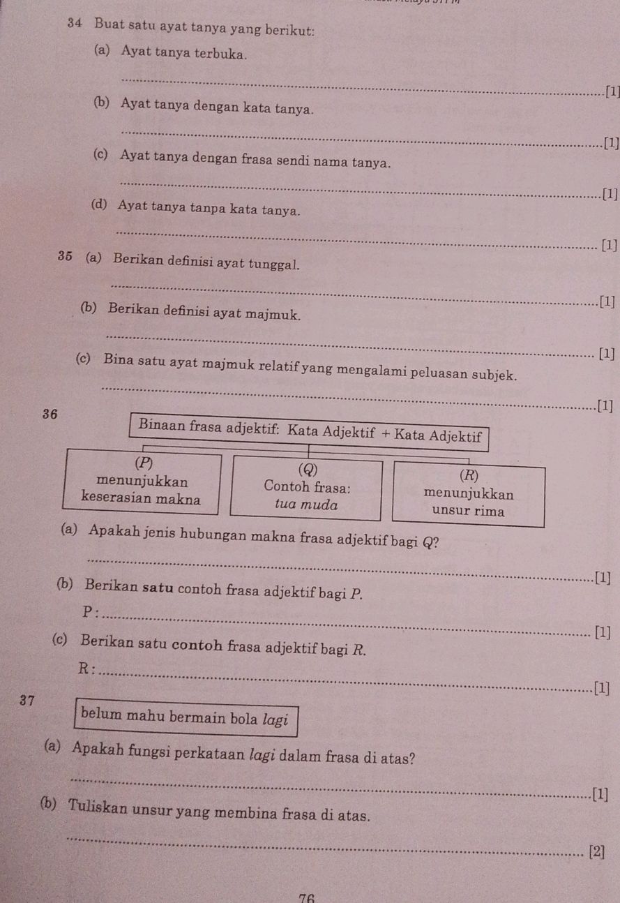 34 Buat satu ayat tanya yang berikut: (a) | StudyX