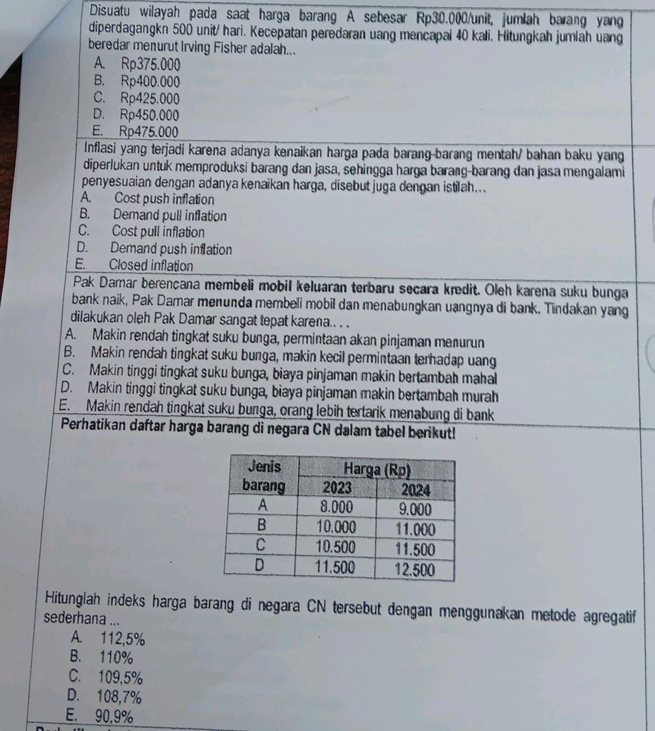 Disuatu wilayah pada saat harga barang A | StudyX