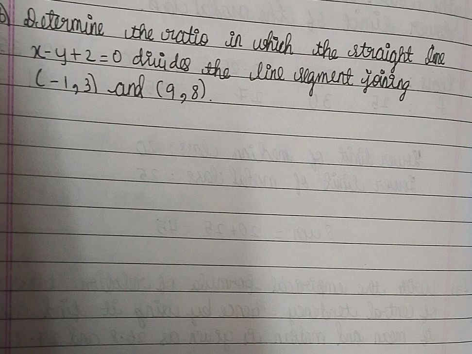 Determine the ratio in which the straight | StudyX