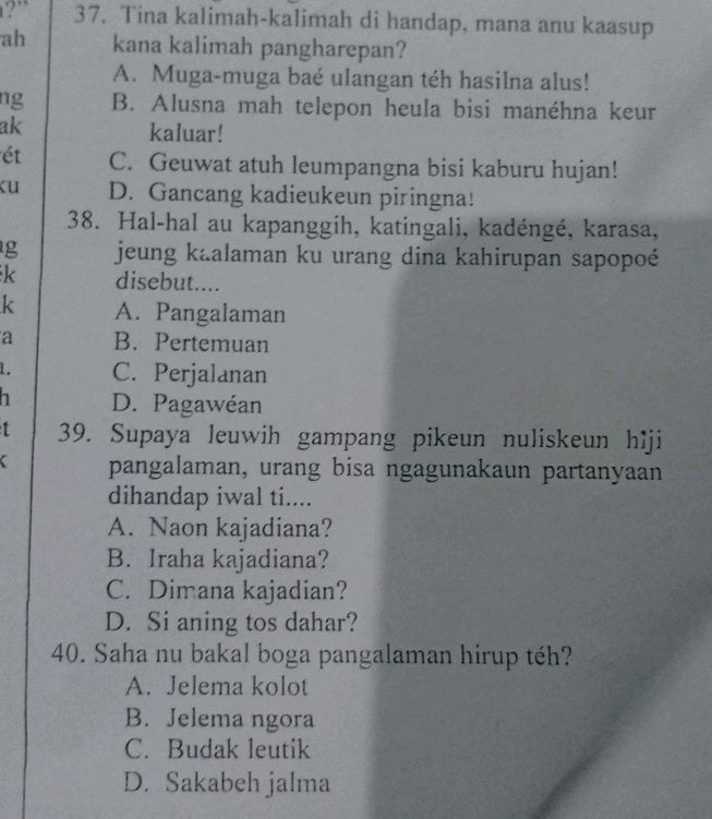 37. Tina kalimah-kalimah di handap, mana anu | StudyX