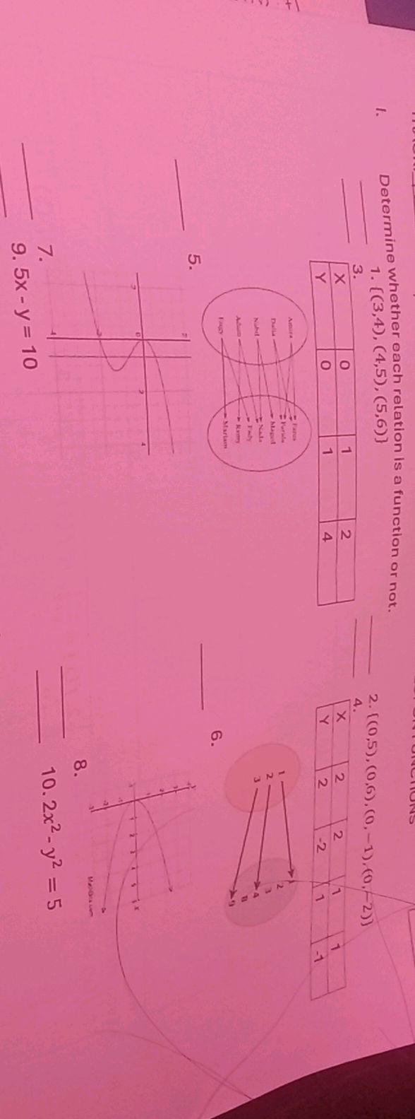 Determine whether each relation is a | StudyX