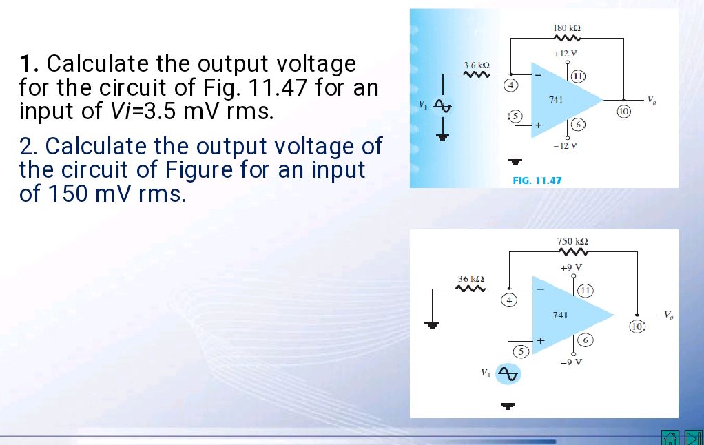 1. Calculate the output voltage for the | StudyX