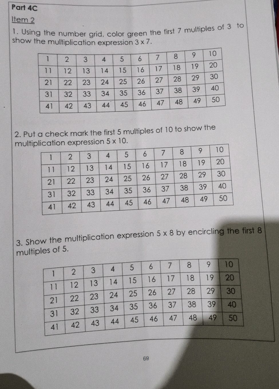 1. Using the number grid, color green the | StudyX