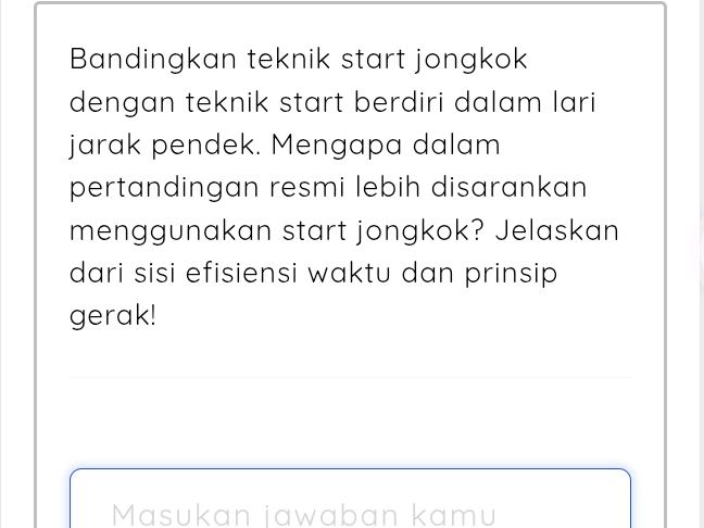 Bandingkan teknik start jongkok dengan | StudyX