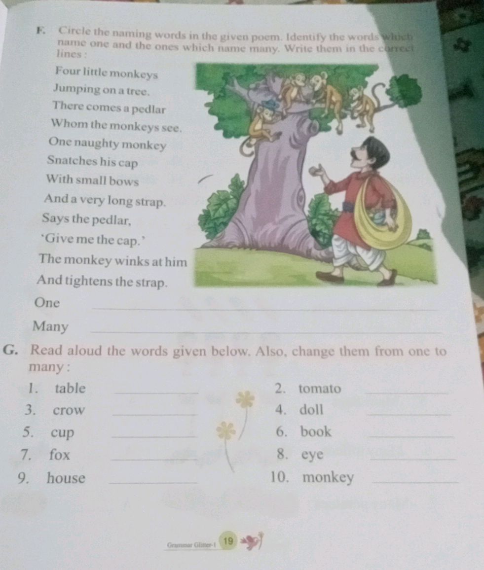 F. Circle the naming words in the given | StudyX