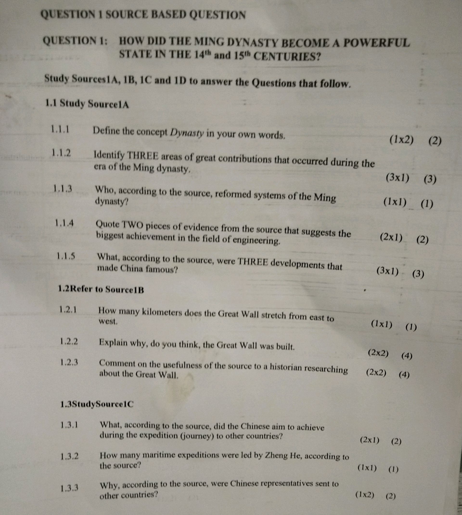 QUESTION 1 SOURCE BASED QUESTION QUESTION | StudyX