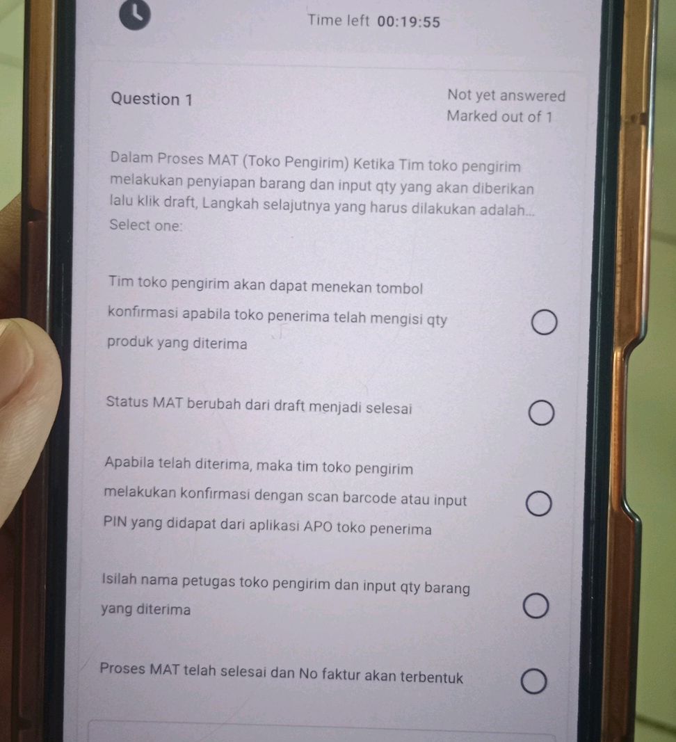 Question 1 Dalam Proses MAT (Toko Pengirim) | StudyX