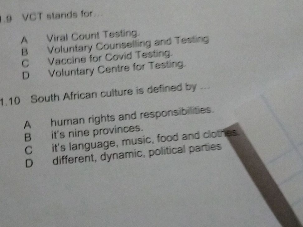 1.9 VCT stands for... A Viral Count | StudyX