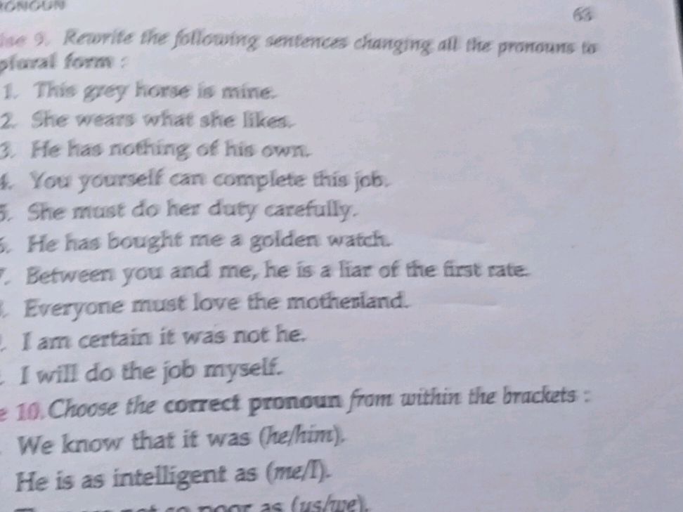 9. Rewrite the following sentences changing | StudyX