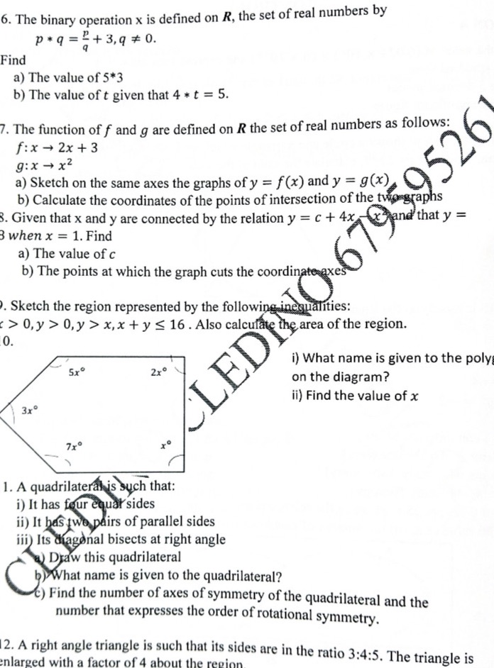 6. The binary operation * is defined on $ | StudyX