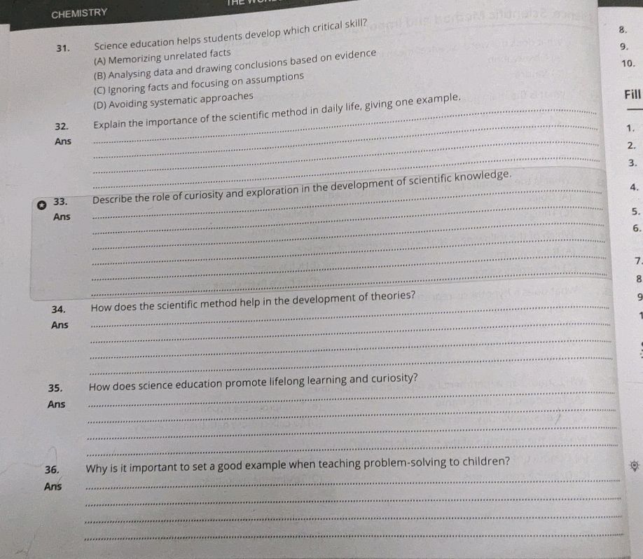 31. Science education helps students develop | StudyX