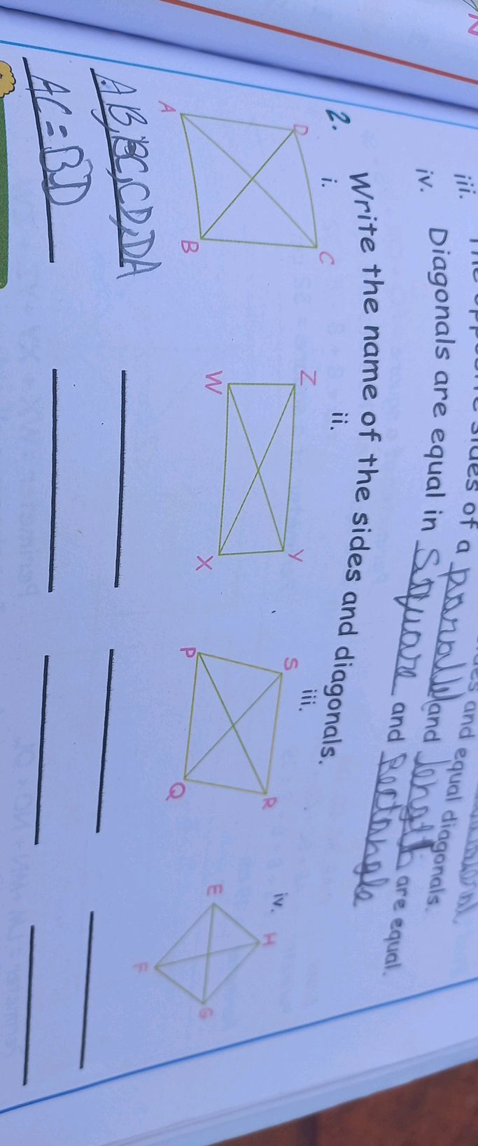 2. Write the name of the sides and | StudyX