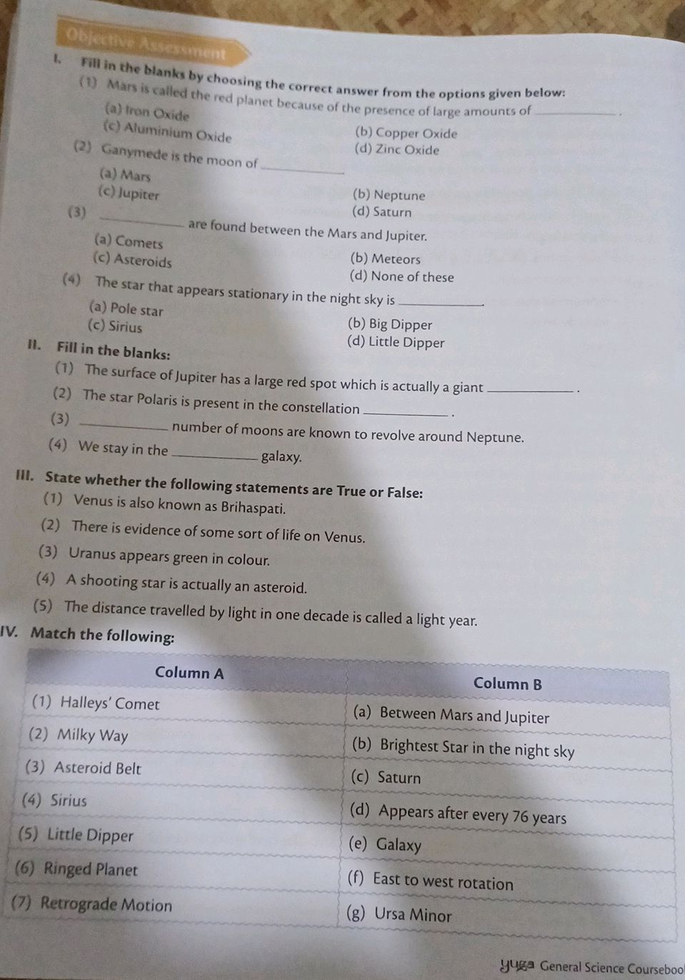 I. Fill in the blanks by choosing the | StudyX
