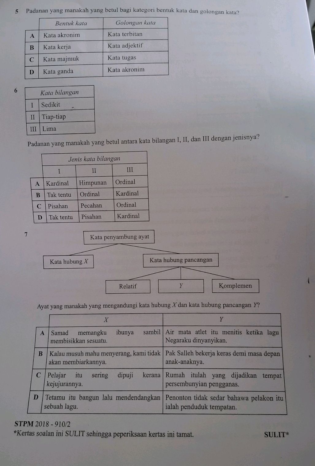 5 Padanan yang manakah yang betul bagi | StudyX