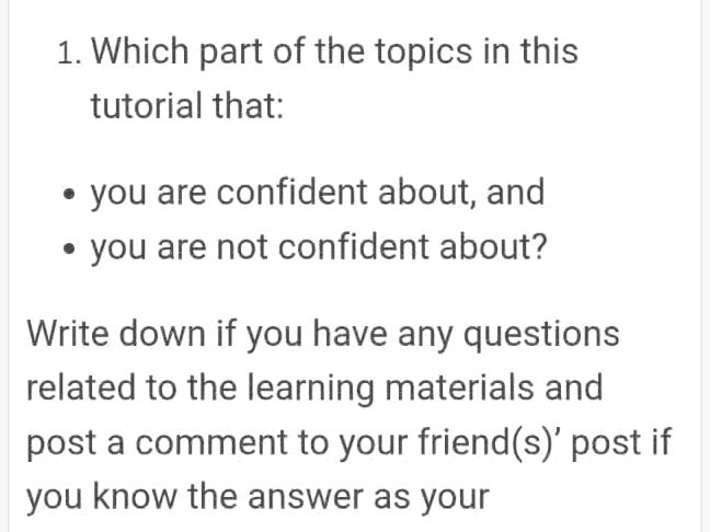 1. Which part of the topics in this tutorial | StudyX