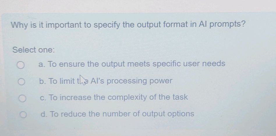 Why is it important to specify the output | StudyX