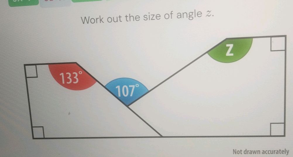 Work out the size of angle z. Angles given: | StudyX