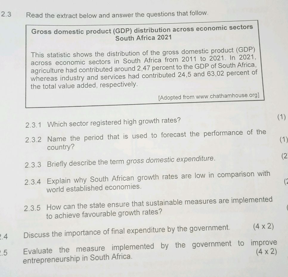 2.3 Read the extract below and answer the | StudyX
