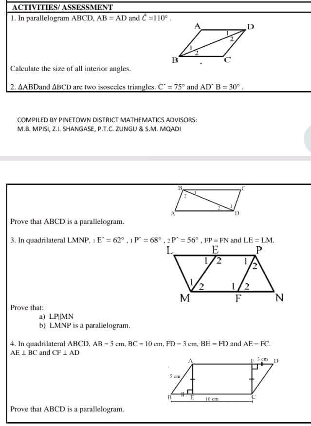 1. In parallelogram ABCD, AB = AD and $ {C} | StudyX