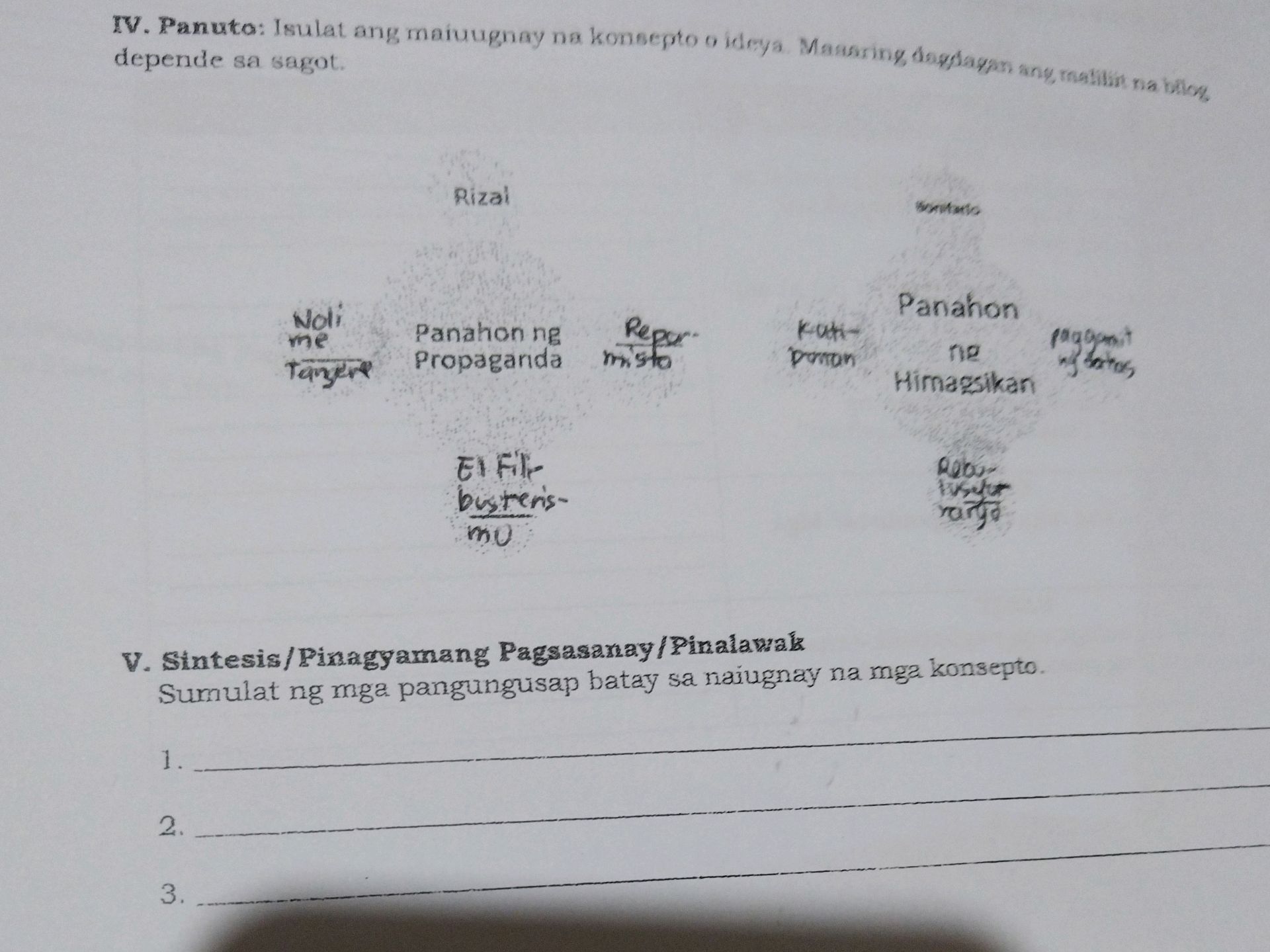 IV. Panuto: Isulat ang maiuugnay na konsepto | StudyX